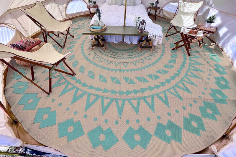 Boho Bell Tent Floor Mat | 16' (5M) | Half Moon Rug Set - Life inTents